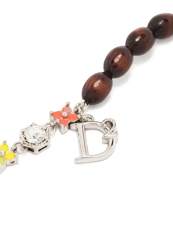 Dsquared2 Crystal Embellished Logo Charm Bracelet