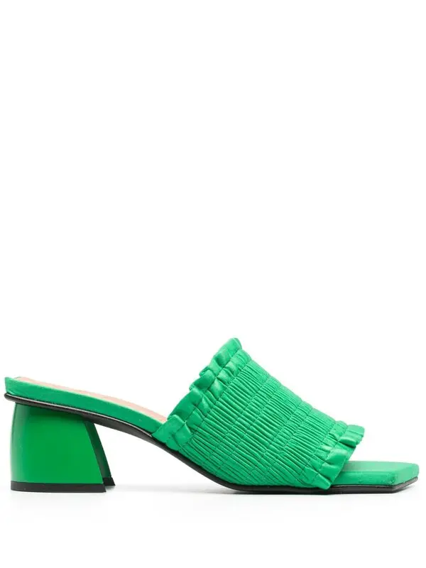 GANNI Smock 65mm Mules - Green