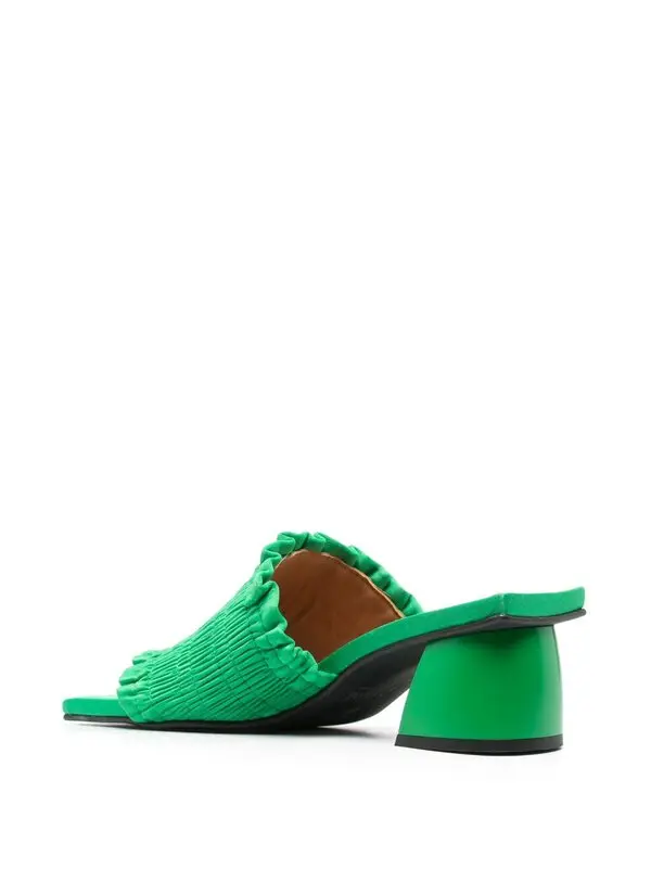GANNI Smock 65mm Mules - Green