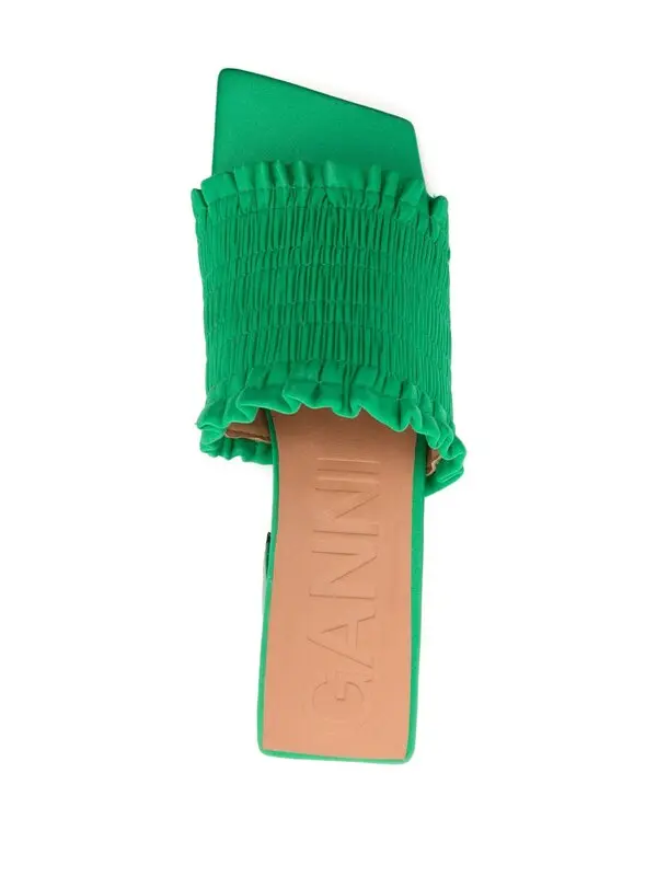 GANNI Smock 65mm Mules - Green