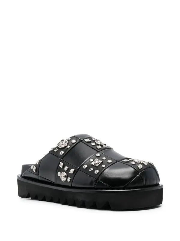 Toga Stud-embellished Leather Clogs - Black