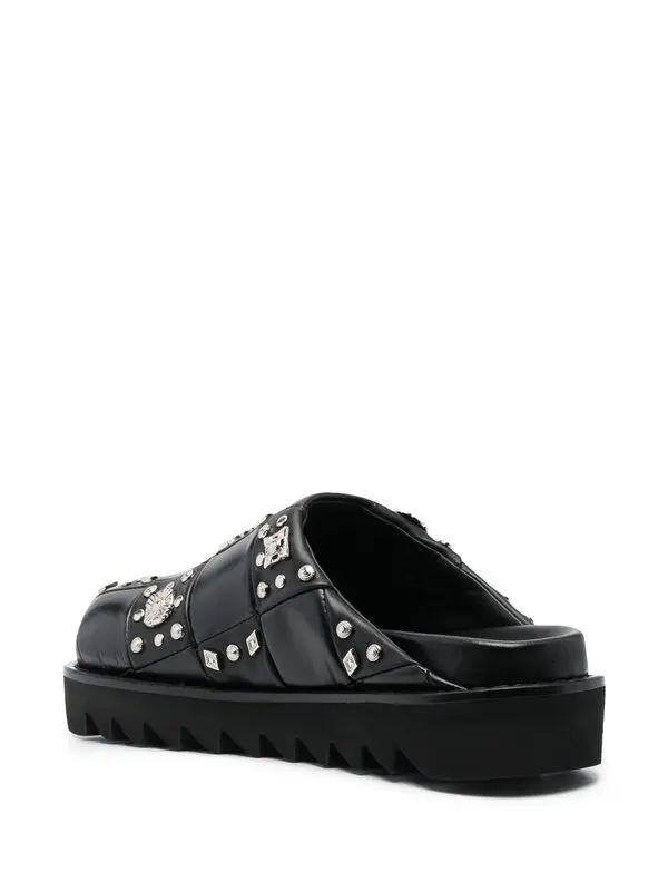 Toga Stud-embellished Leather Clogs - Black