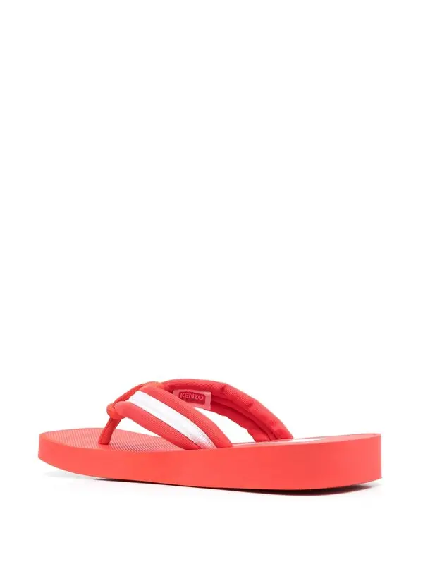 Kenzo Logo-patch Striped Flip Flops - Red