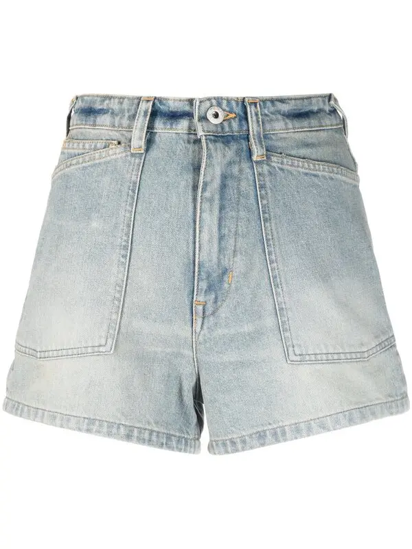 Kenzo High-waisted Denim Shorts - Blue