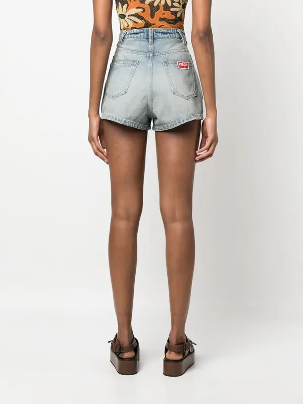 Kenzo High-waisted Denim Shorts - Blue