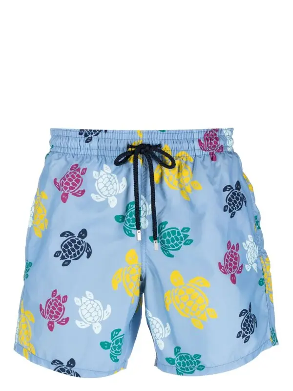 Vilebrequin Ronde Des Tortues-print Swim Shorts - Blue