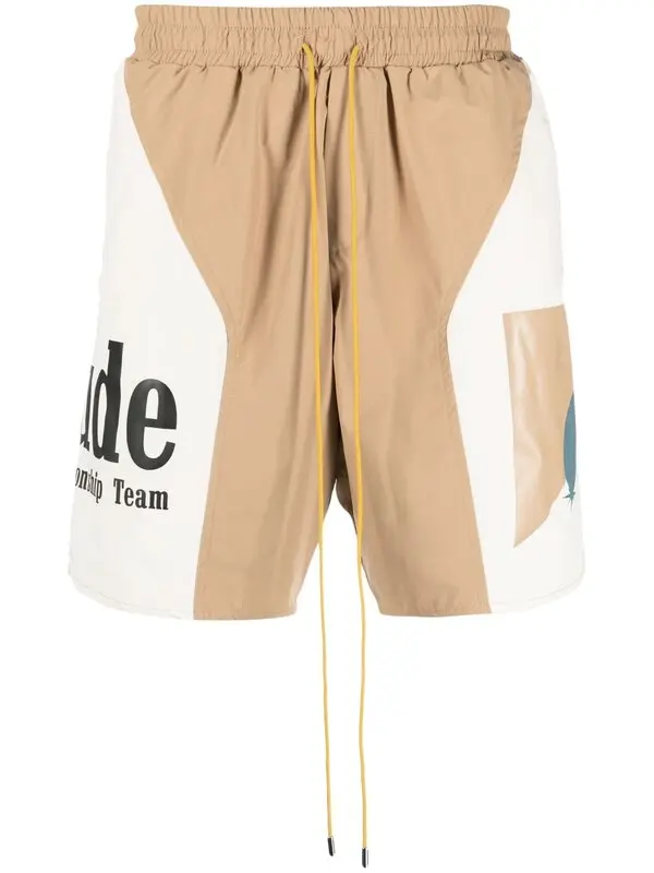 Rhude Logo-print Track Shorts - Neutrals