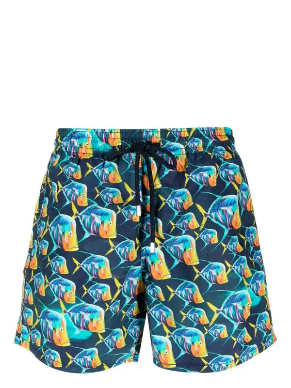 Vilebrequin Moorea Fish-print Swim Shorts - Blue