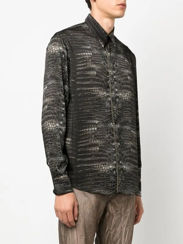 Roberto Cavalli Snakeskin-print Button-up Shirt