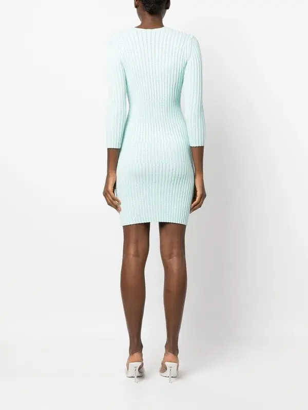 AERON Ribbed Knit V-neck Mini Dress