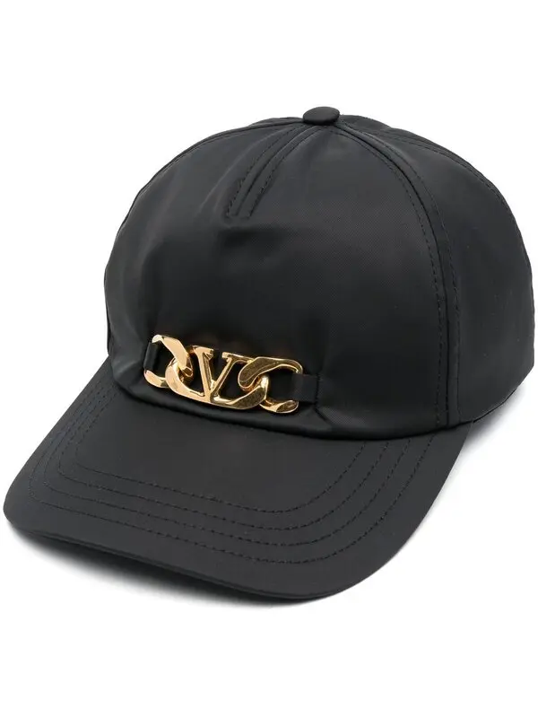 Valentino Garavani Black Hat with Gold Logo Vlogo Signature Cotton Hat. for Man in Black/gold | Valentino PL main image 2