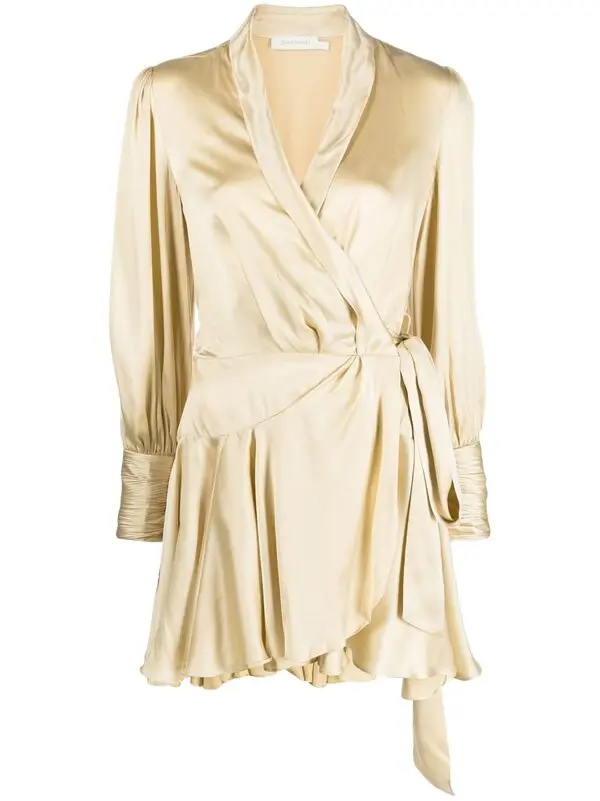 Zimmermann Ruffled Silk Wrap Minidress