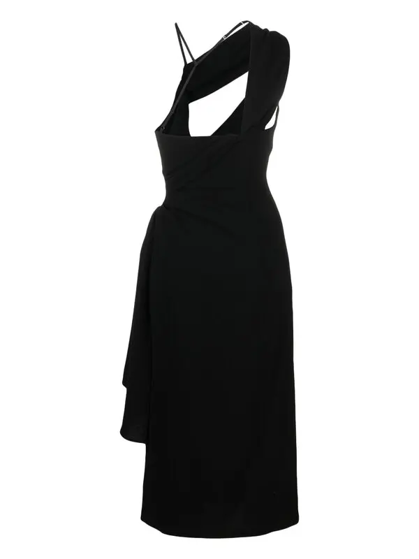 Jacquemus Abanada Draped Asymmetric Dress - Black