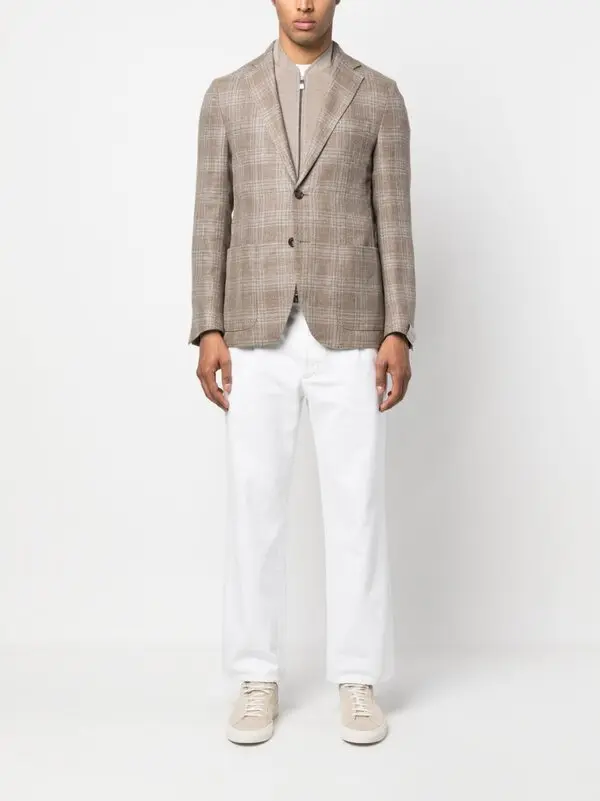 Corneliani Tonal Plaid Single-breasted Blazer - Brown