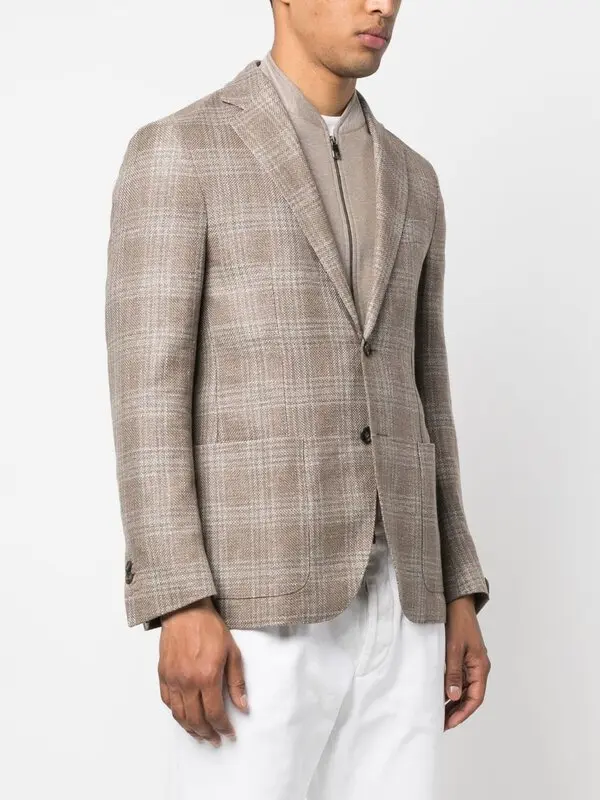 Corneliani Tonal Plaid Single-breasted Blazer - Brown