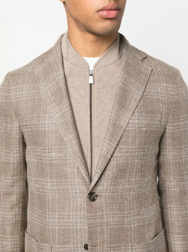 Corneliani Tonal Plaid Single-breasted Blazer - Brown