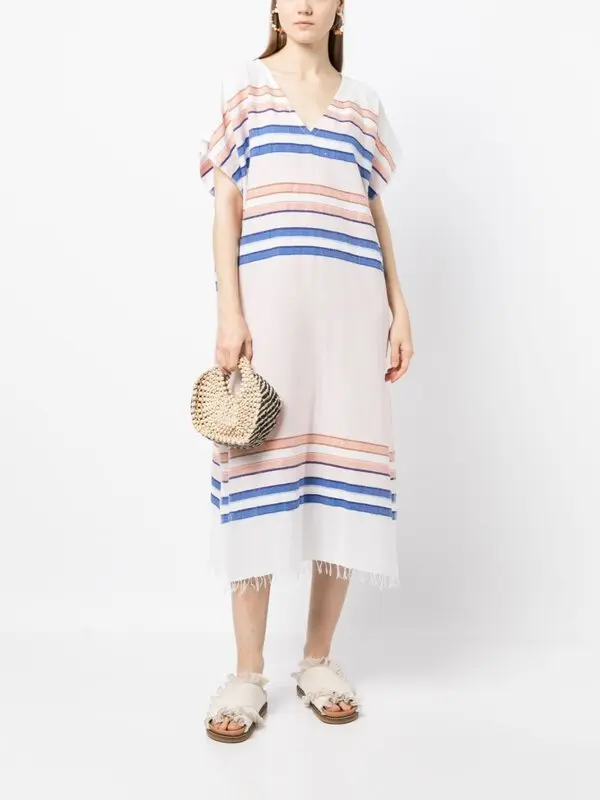 LEMLEM Horizontal-stripe Print Kaftan Dress