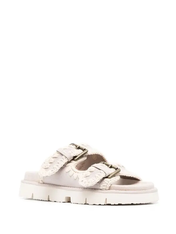 Mou Bio Crochet-trim Buckle-strap Sandals - Neutrals