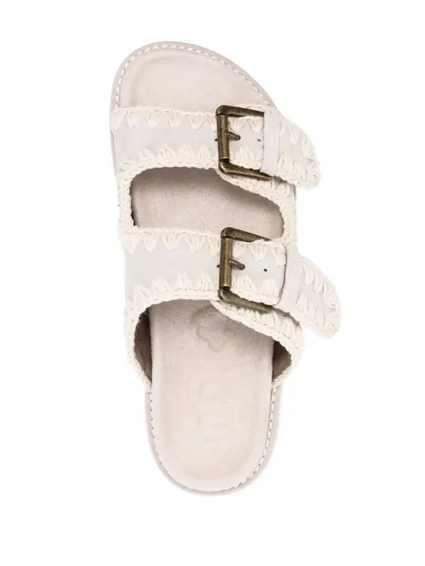 Mou Bio Crochet-trim Buckle-strap Sandals - Neutrals