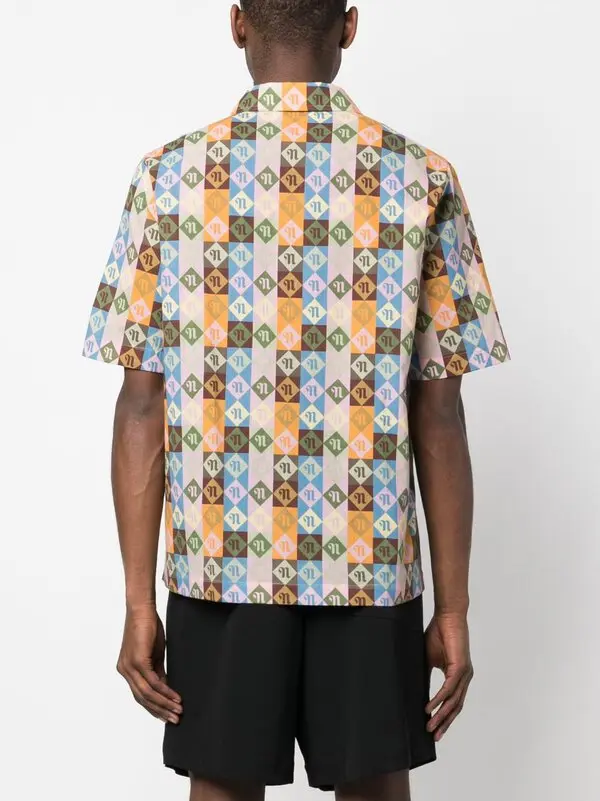 Nanushka Bodil Diamond Check-print Shirt - Orange