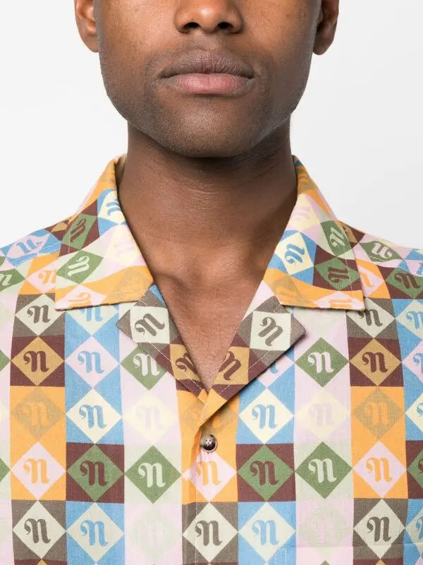 Nanushka Bodil Diamond Check-print Shirt - Orange