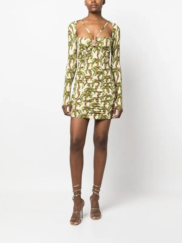 Roberto Cavalli Palm Tree Print Mini Dress
