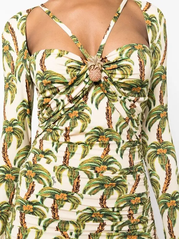 Roberto Cavalli Palm Tree Print Mini Dress