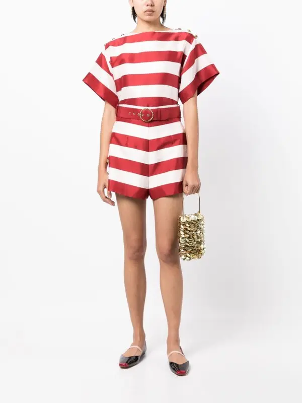 Zimmermann Striped Belted Silk Shorts