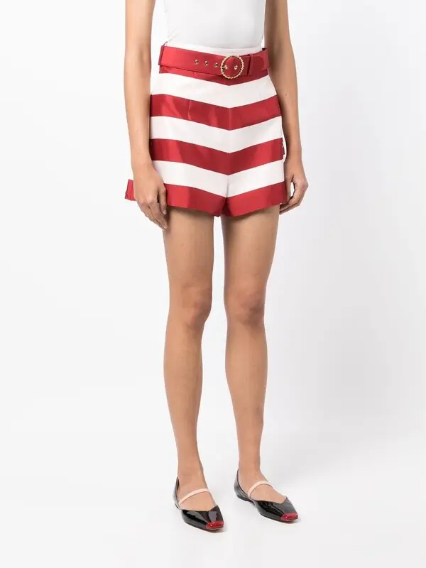 Zimmermann Striped Belted Silk Shorts