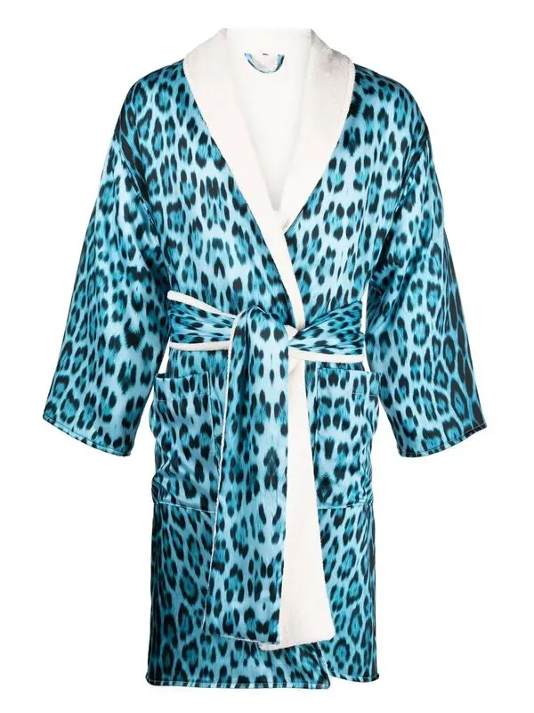 Roberto Cavalli Leopard-print Robe - Blue