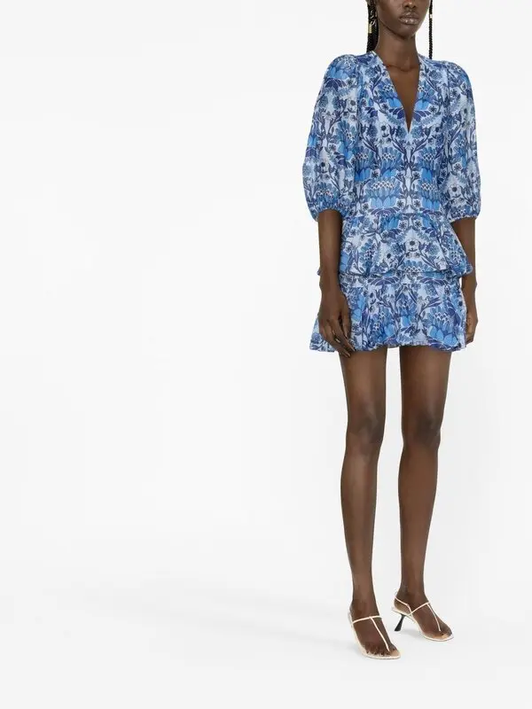 Sandro Floral Print Tiered Ruffled Dress