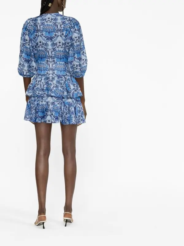 Sandro Floral Print Tiered Ruffled Dress