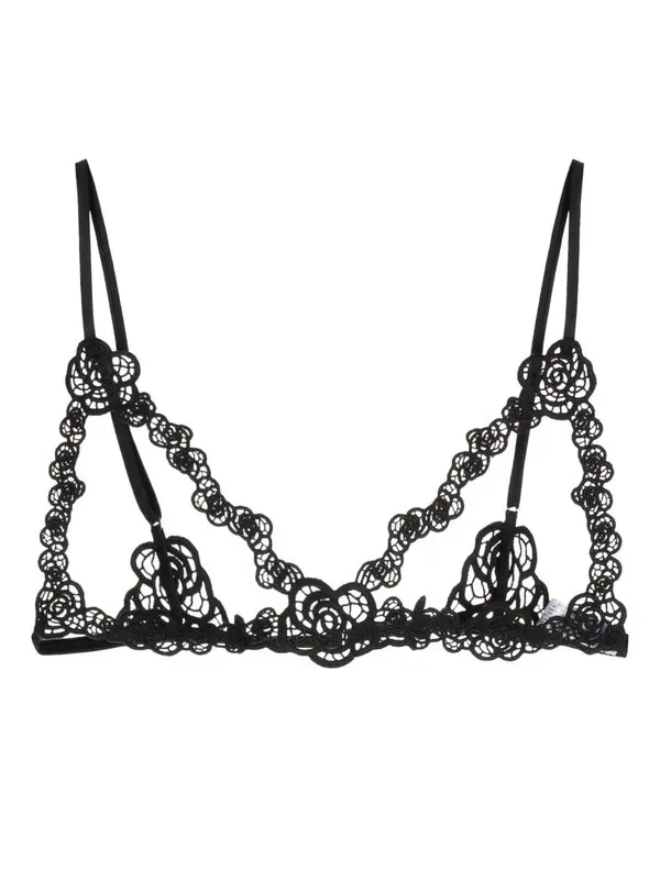 FLEUR DU MAL Fleur Guipure Ouvert Bralette - Black