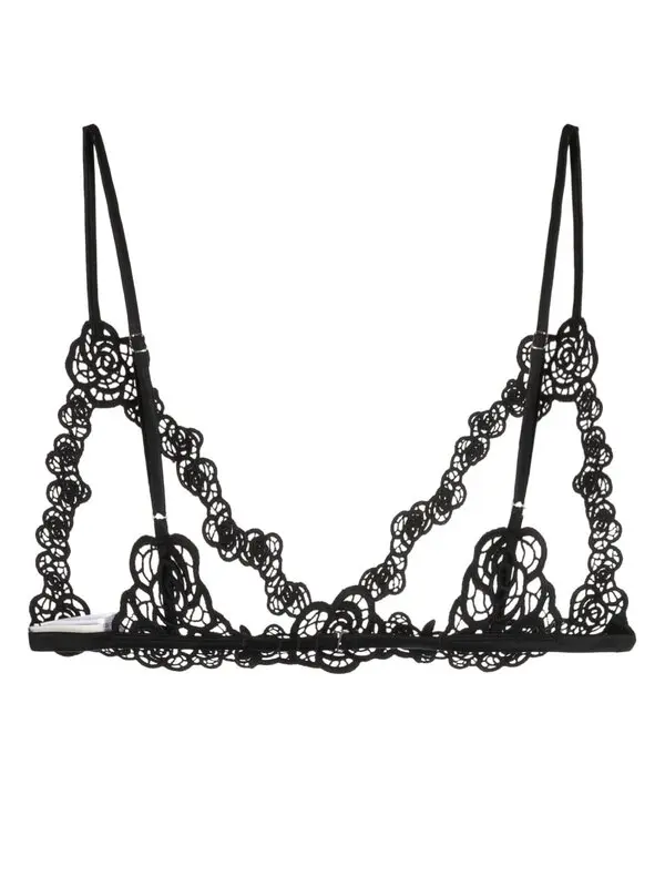 FLEUR DU MAL Fleur Guipure Ouvert Bralette - Black