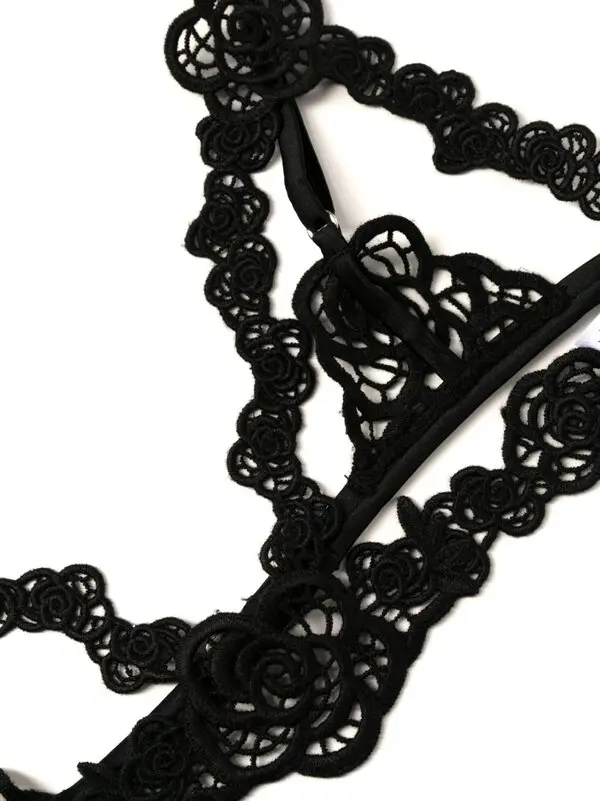 FLEUR DU MAL Fleur Guipure Ouvert Bralette - Black