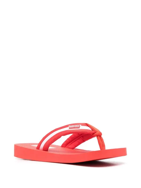 Kenzo Logo-patch Striped Flip Flops - Red