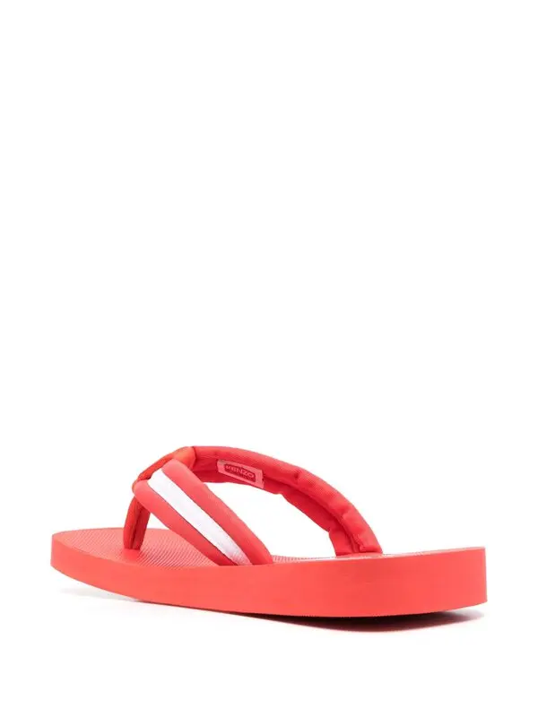 Kenzo Logo-patch Striped Flip Flops - Red