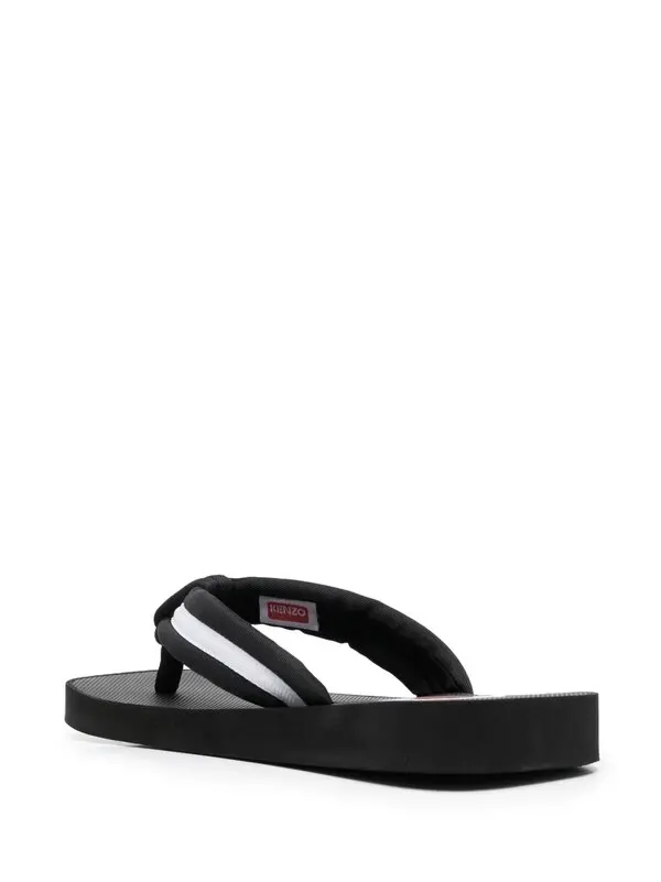 Kenzo Logo-patch Striped Flip Flops - Black