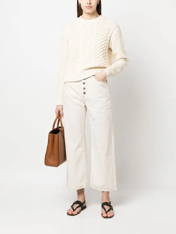 Polo Ralph Lauren Cropped Wide-leg Trousers - Neutrals