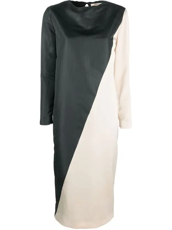 Roberto Cavalli Diagonal-stripe Satin-finish Midi Dress - Black
