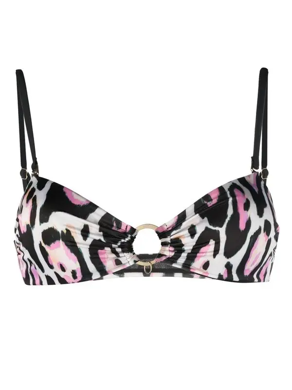 Roberto Cavalli Jaguar-print Bikini Top - White