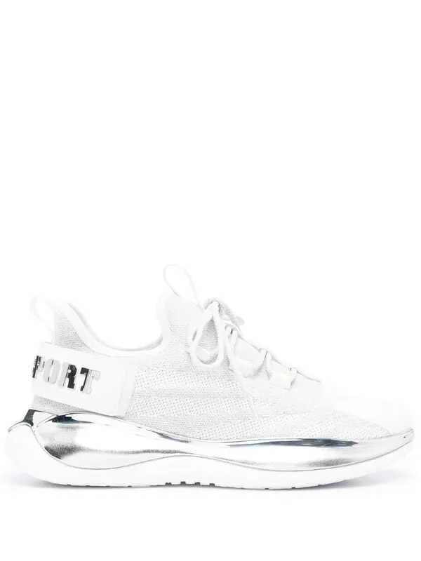 PLEIN SPORT Metallic-logo Sneakers - White