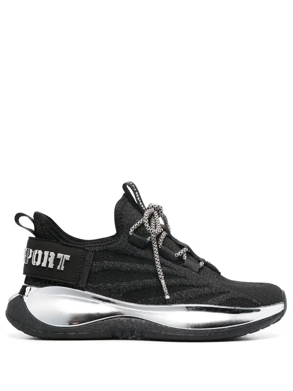 PLEIN SPORT Metallic-logo Sneakers - Black
