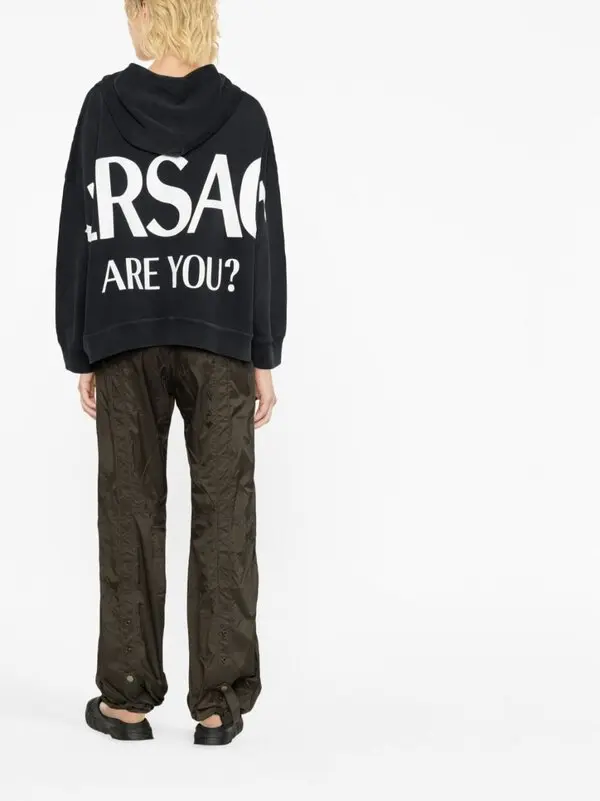 Versace Logo-print Cotton Hoodie - Black
