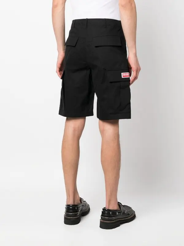 Kenzo Logo-patch Cargo Shorts - Black