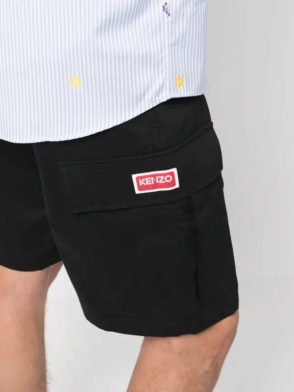 Kenzo Logo-patch Cargo Shorts - Black