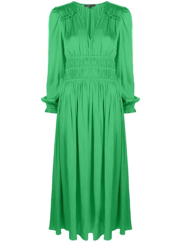Maje Riannette Flared Midi Dress - Green