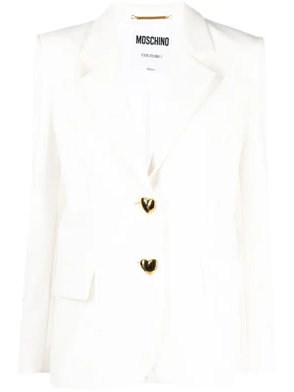 Moschino Heart-shaped Button Blazer - White