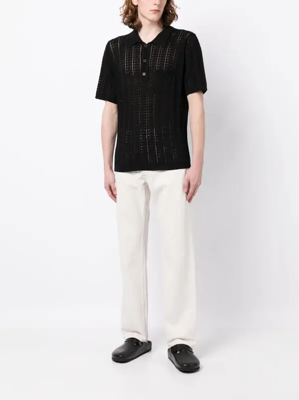 CORRIDOR Openwork-knit Polo Shirt