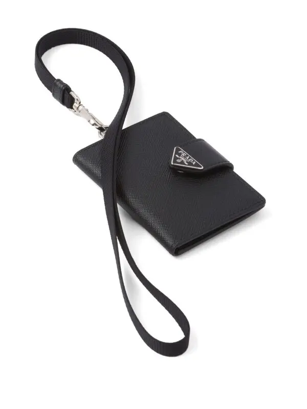 Prada Saffiano And Leather Card Holder - Black